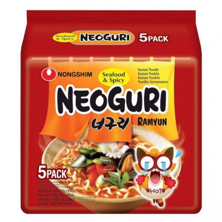 5-pak Neoguri Stærk Skaldyr Nudelsuppe 5x120g Nongshim