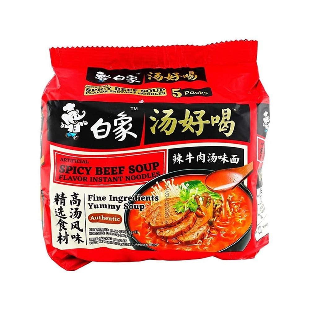 5 -pak Inst. Noodles w/ Spicy Beef Flavour 5x111g White Elephant